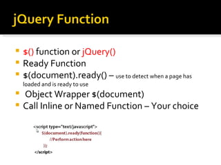 J query b_dotnet_ug_meet_12_may_2012 | PPT | Web Design and HTML | Internet