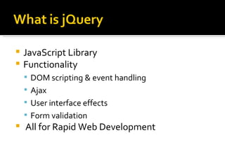 J query b_dotnet_ug_meet_12_may_2012 | PPT | Web Design and HTML | Internet