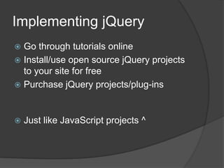 jQuery | PPTX | Web Development | Internet