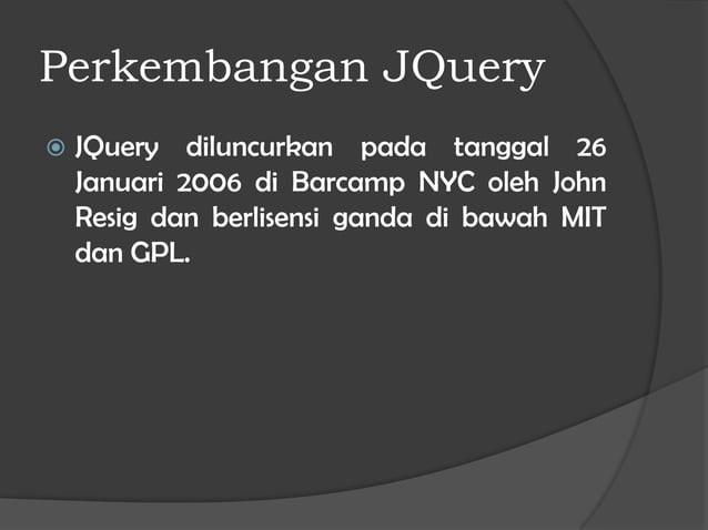 Power point J query dan penggunaannya sebagai validasi form | PPT