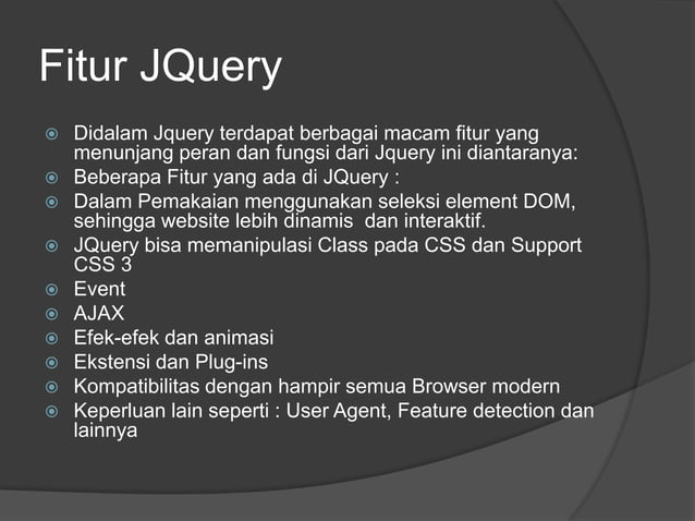 Power point J query dan penggunaannya sebagai validasi form | PPT