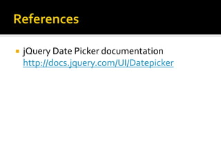 jQuery Date Picker | PPT