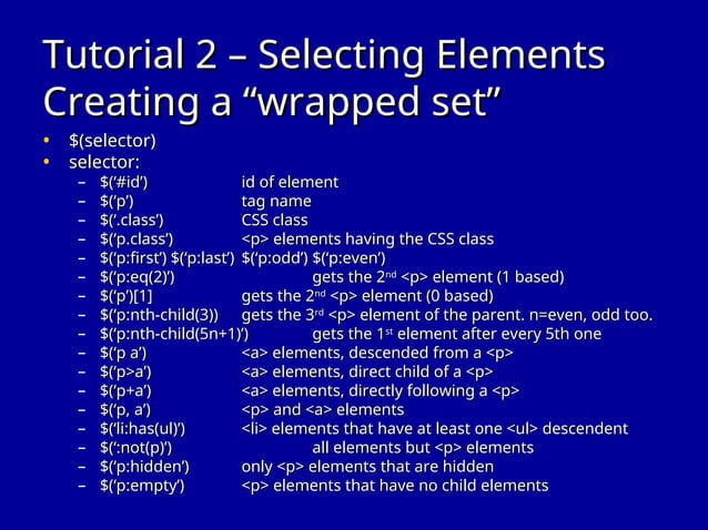 jQuery Introduction/ jquery basic concept | PPT
