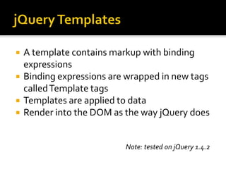 jQuery plugins - templates, data link, globalization | PPTX