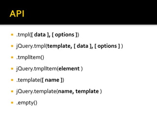 jQuery plugins - templates, data link, globalization | PPTX