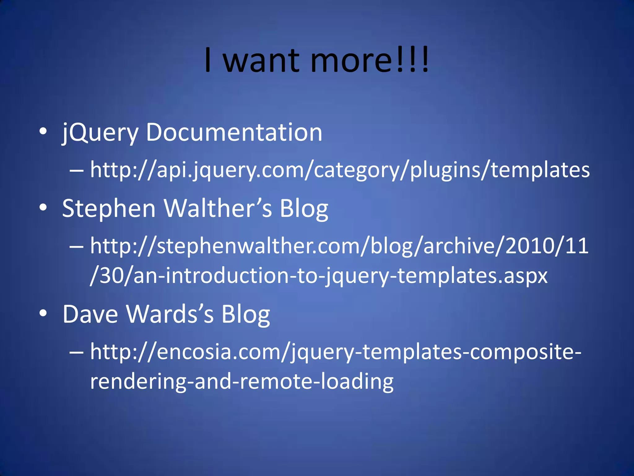 jQuery templates | PPTX