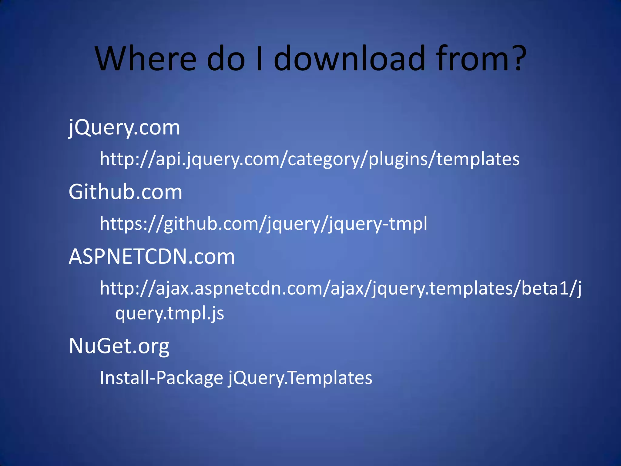 jQuery templates | PPTX
