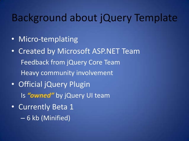 jQuery templates | PPTX
