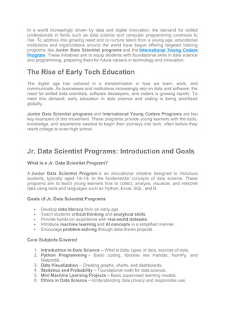 Jr. Data Scientist Programs and International Young Coders Program ...