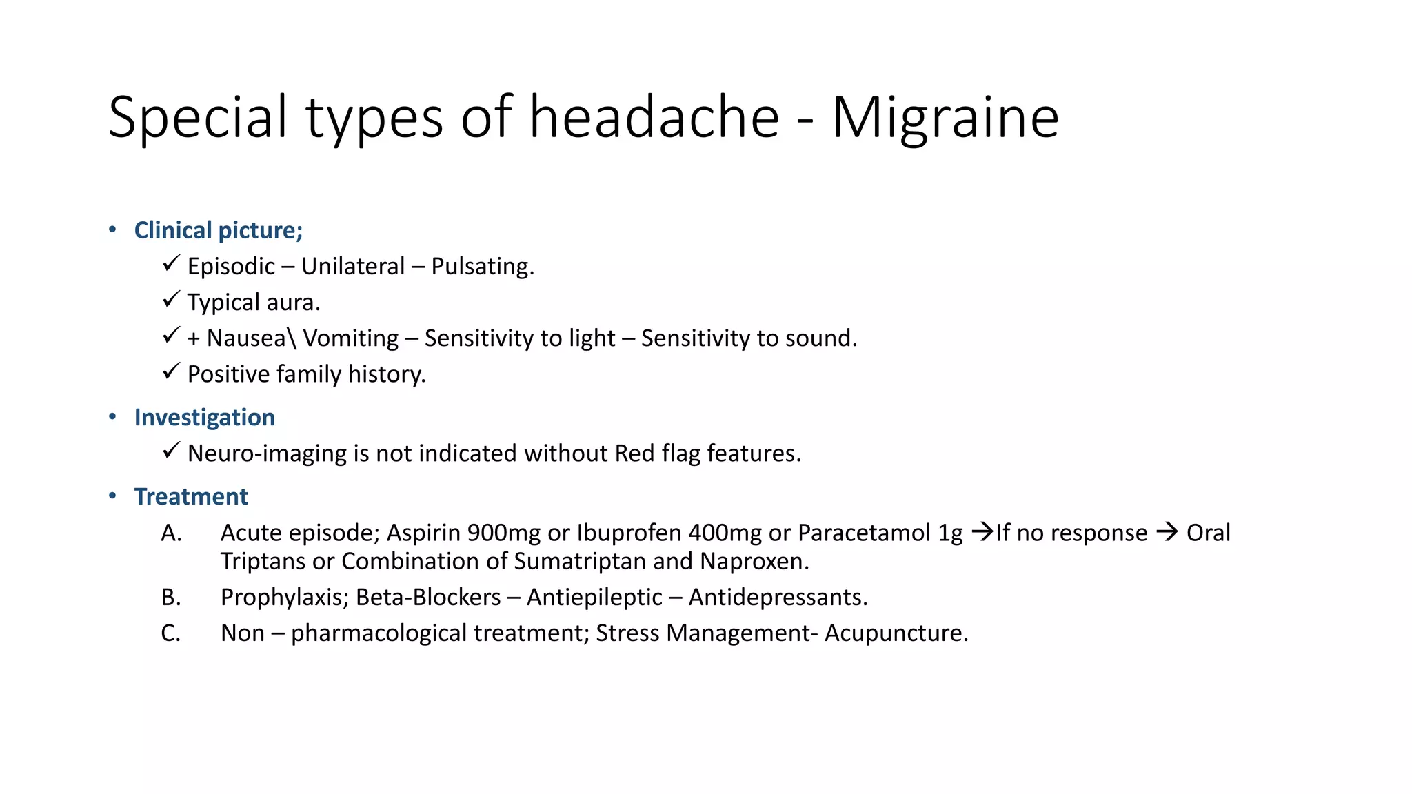Headache; A Clinical Approach | PPTX