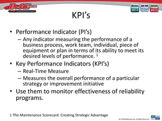Maximo KPI Maintenance & Asset Reliability Support Workshop IMC 2013 ...