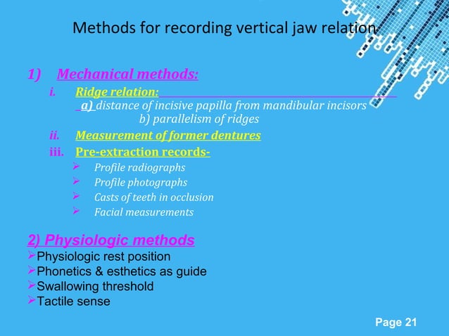 Jaw relation in complete dentures | PPT