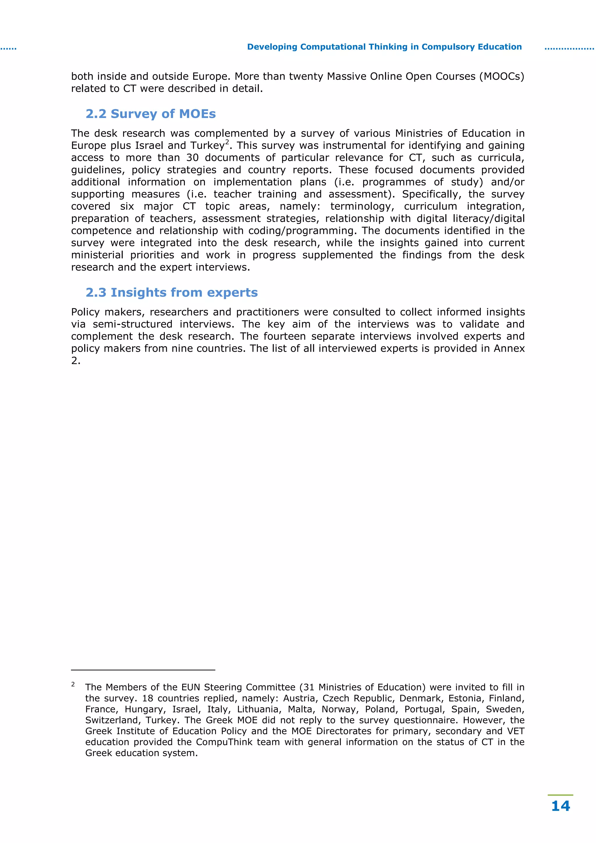 Developing Computational Thinking in Compulsory Education | PDF | Educational Assessment | Education