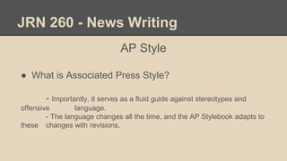 JRN 260 - AP Style Sampler | PPT