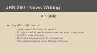 JRN 260 - AP Style Sampler | PPT