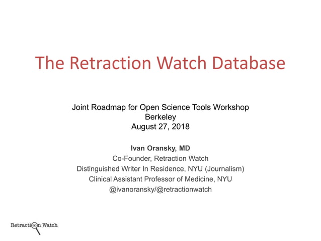 The Retraction Watch Database | PPT