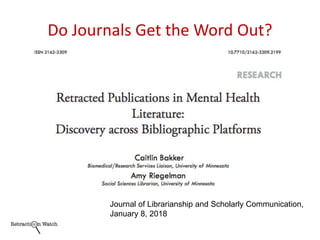 The Retraction Watch Database | PPT