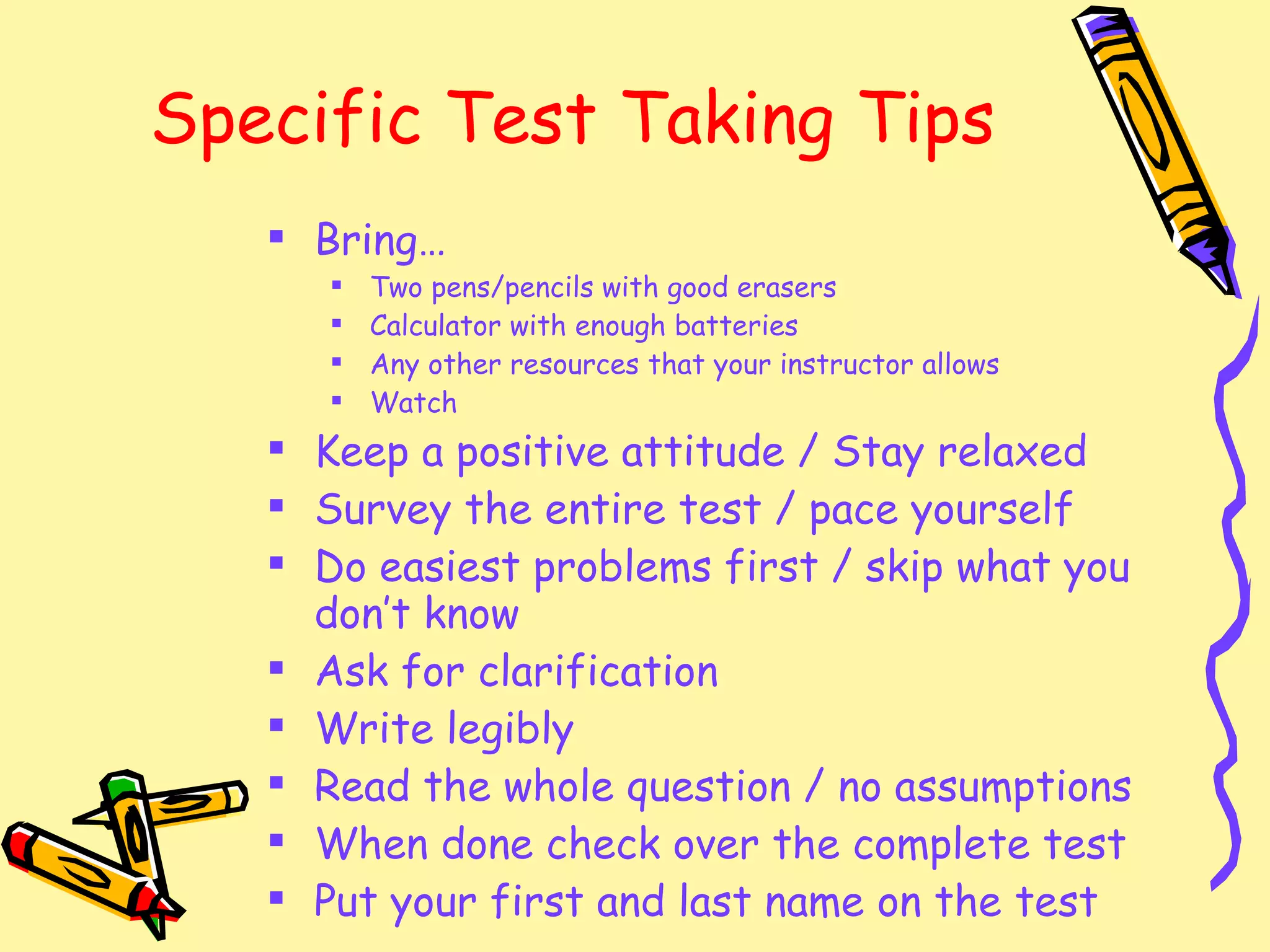 Jrowan Note Taking Test Taking Test Anxiety | PPT
