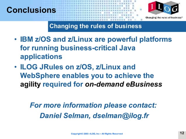 Ibm Zuniversity 2004 Ilog Jrules On Ibm Eserver Zseries Ppt