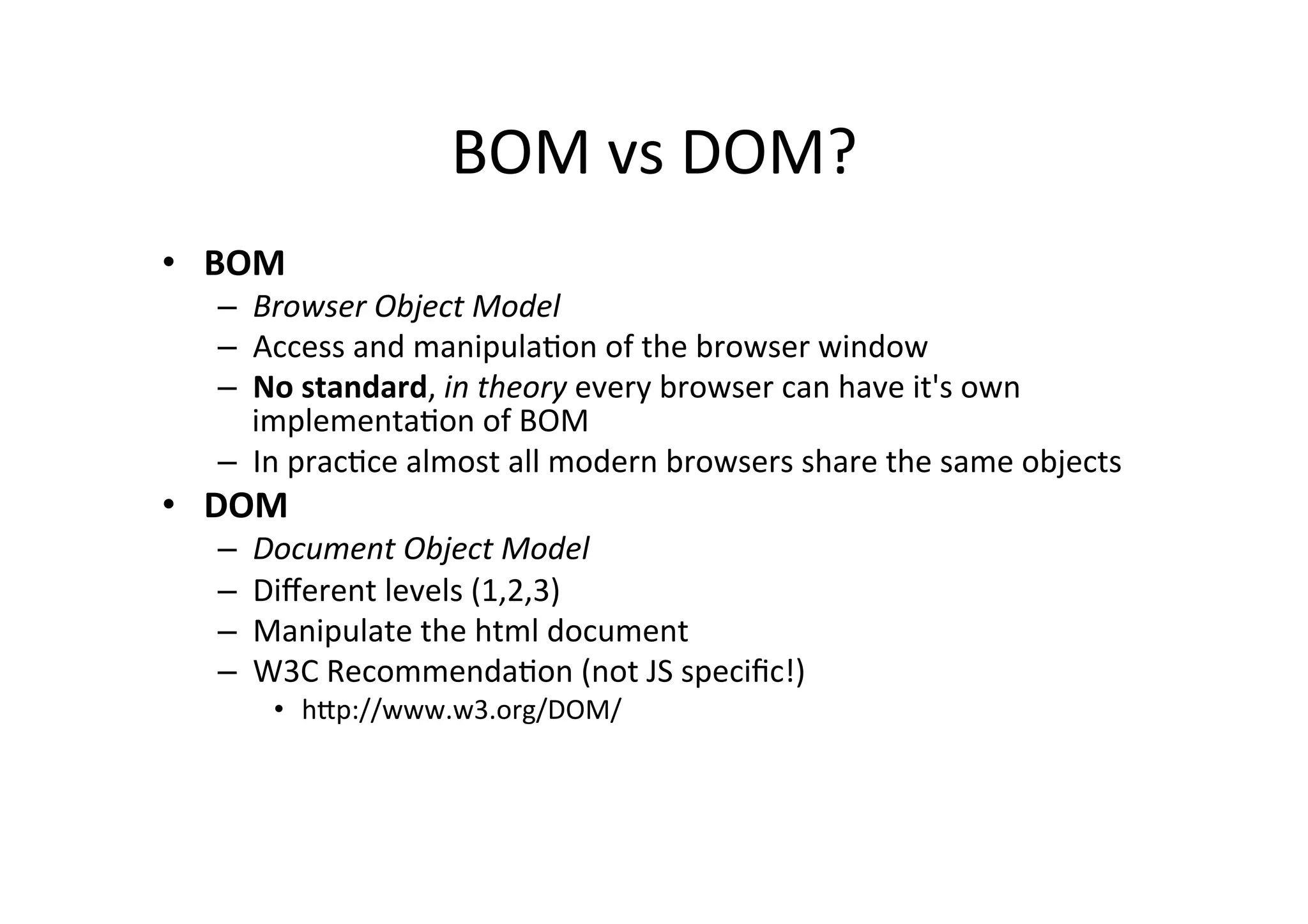 JavaScript and BOM events | PDF
