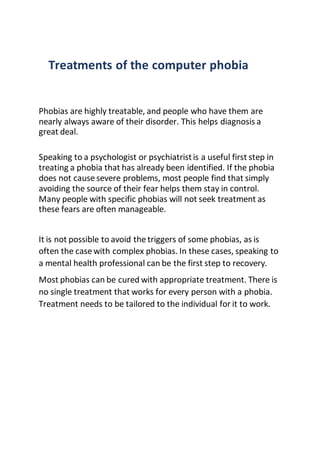 Phobia Of Computer | PDF