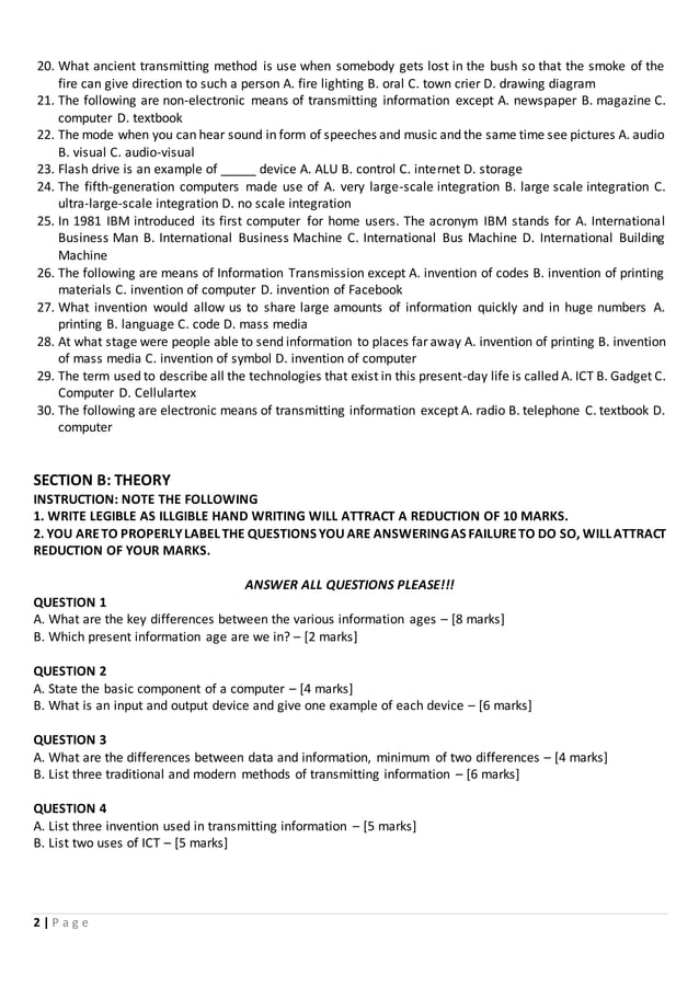 JSS1 COMPUTER STUDIES EXAMINATION (FIRST TERM) | DOCX | Computer ...