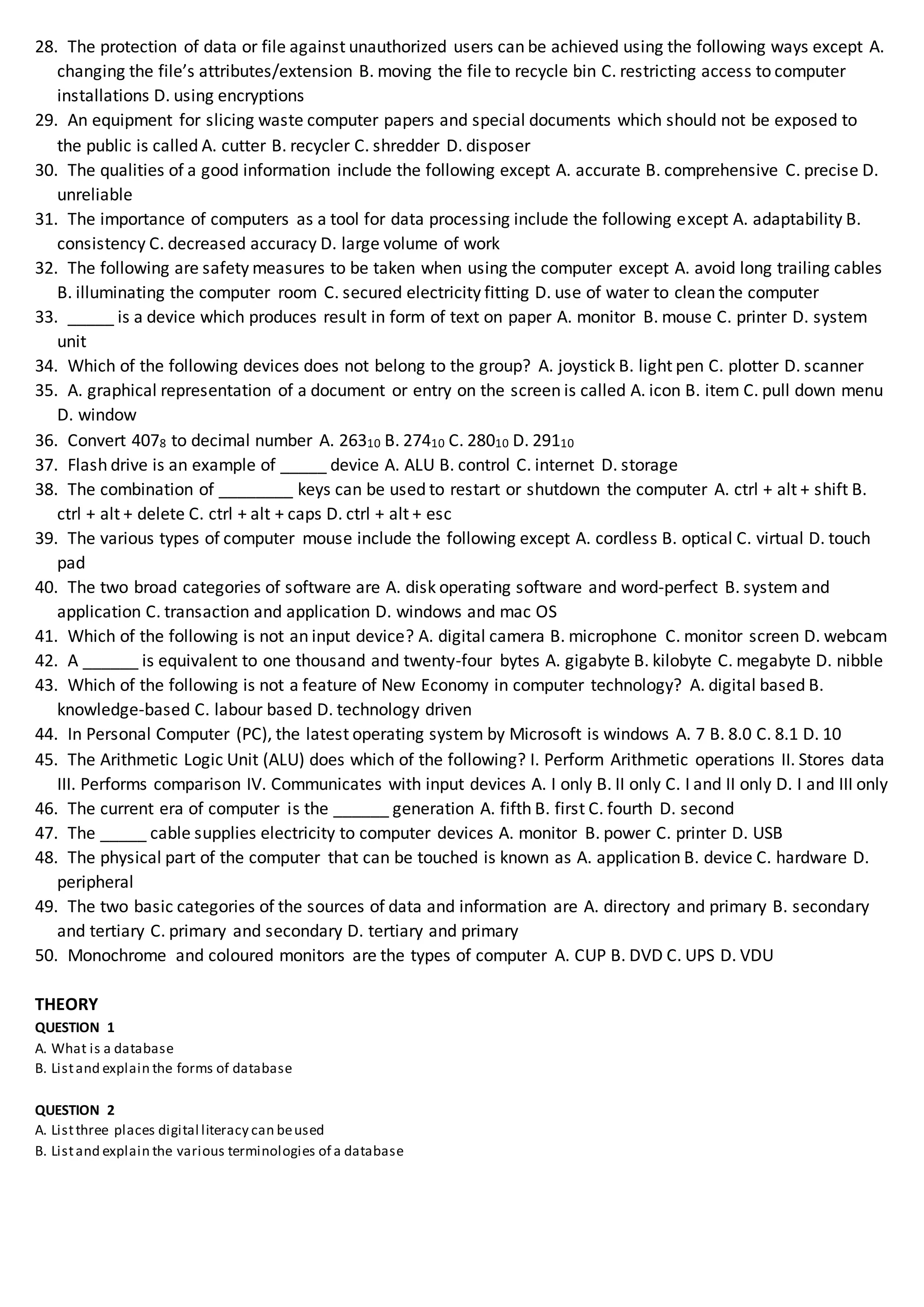 JS3 COMPUTER STUDIES FIRST TERM C.A 2 | PDF