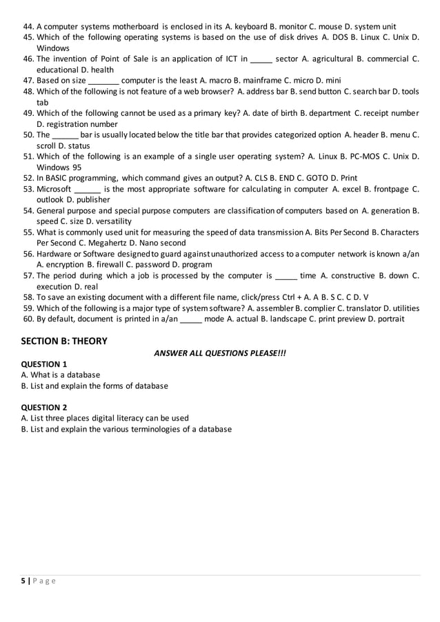 JSS3 COMPUTER STUDIES EXAMINATION (FIRST TERM) | DOCX | Search | Internet