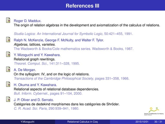 A Coq Library for the Theory of Relational Calculus | PPT