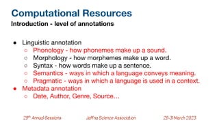 Tamil Language Computing: The present and the Future | PPT