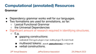 Tamil Language Computing: The present and the Future | PPT