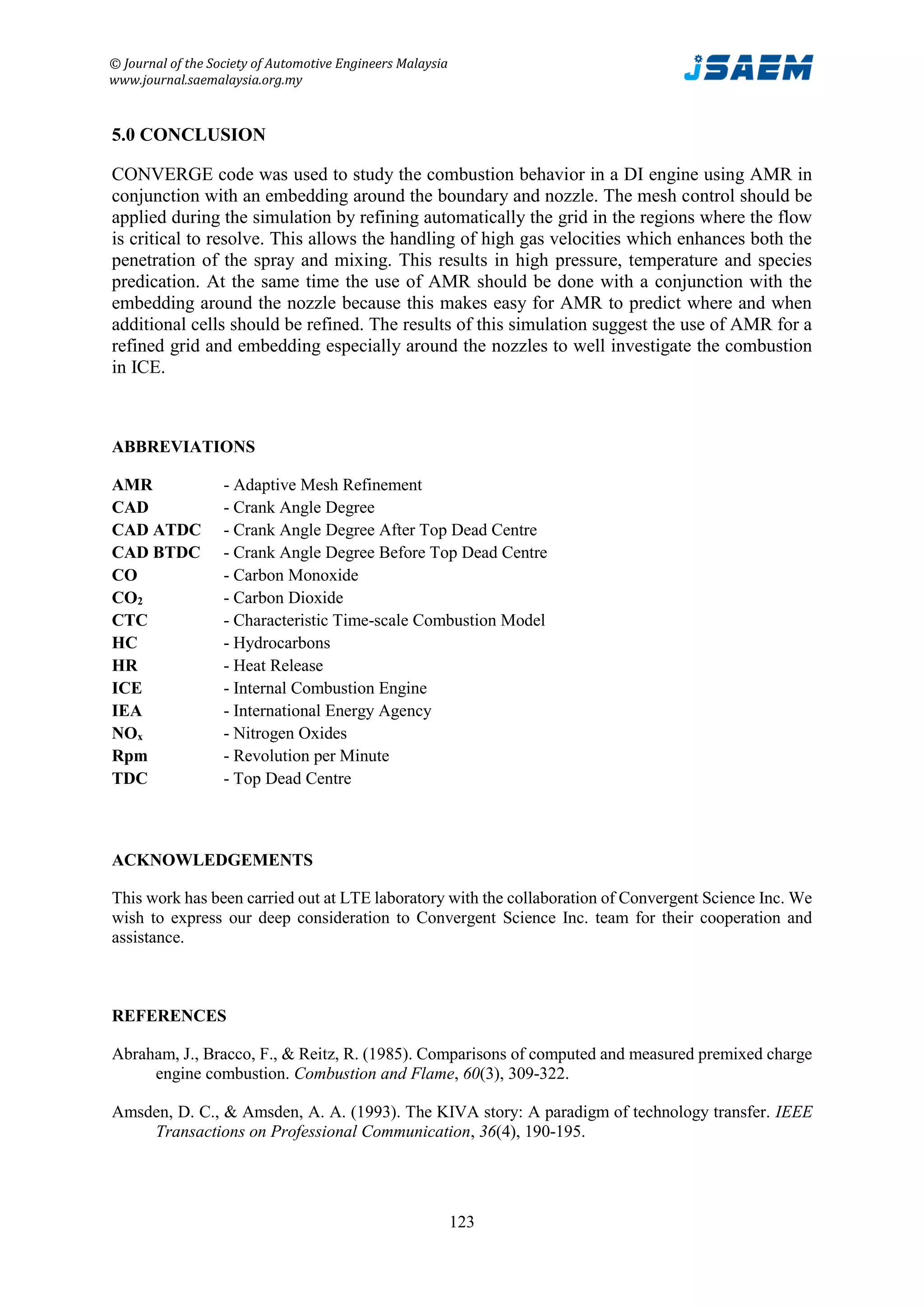 Numerical Simulation Of Combustion Behavior Of Di Diesel Engine With Conjunction Of Amr And