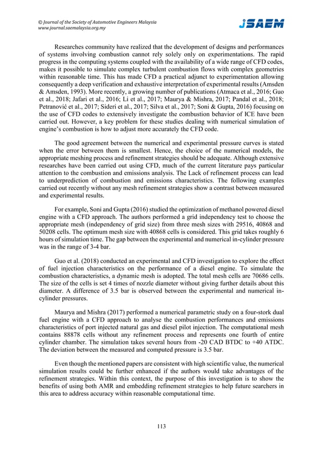 Numerical Simulation of Combustion Behavior of DI Diesel Engine with Conjunction of AMR and ...