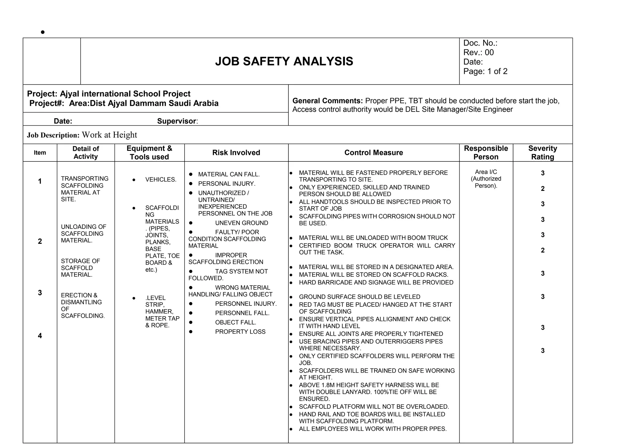 JSA For Work at Height.docx