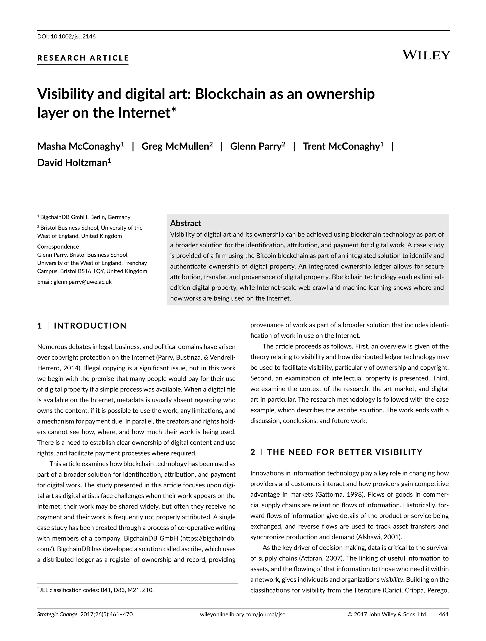 Visibility and digital art: Blockchain as an ownership layer on the ...