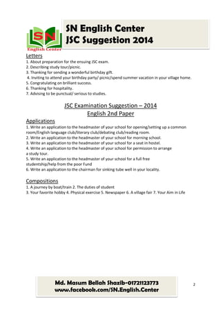 Jsc english suggestion 2014 | PDF