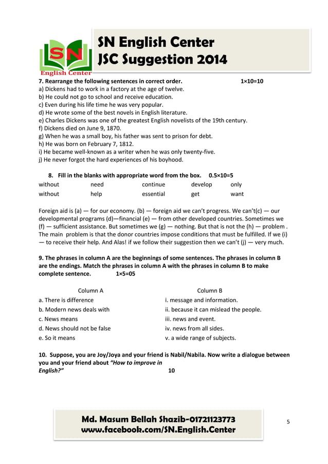 Jsc english suggestion 2014 | PDF