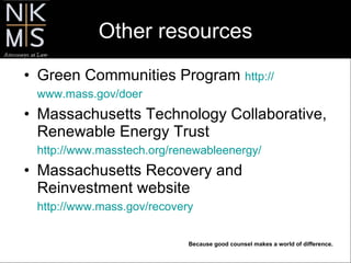 Massachusetts Sustainable Development Incentives | PPT