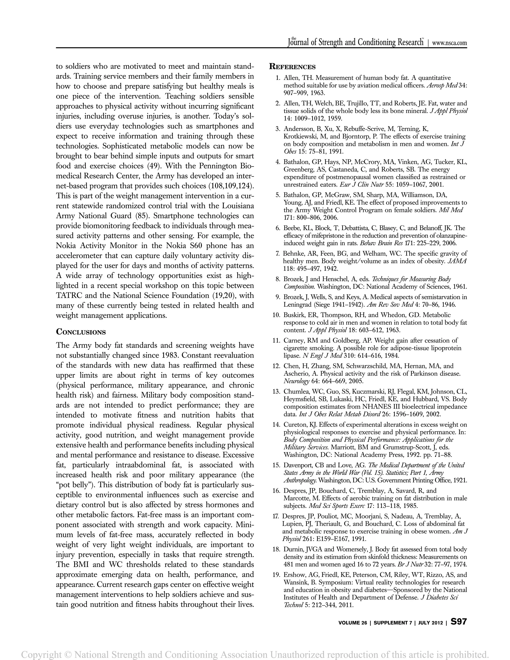 Body composition and Military Performance | PDF