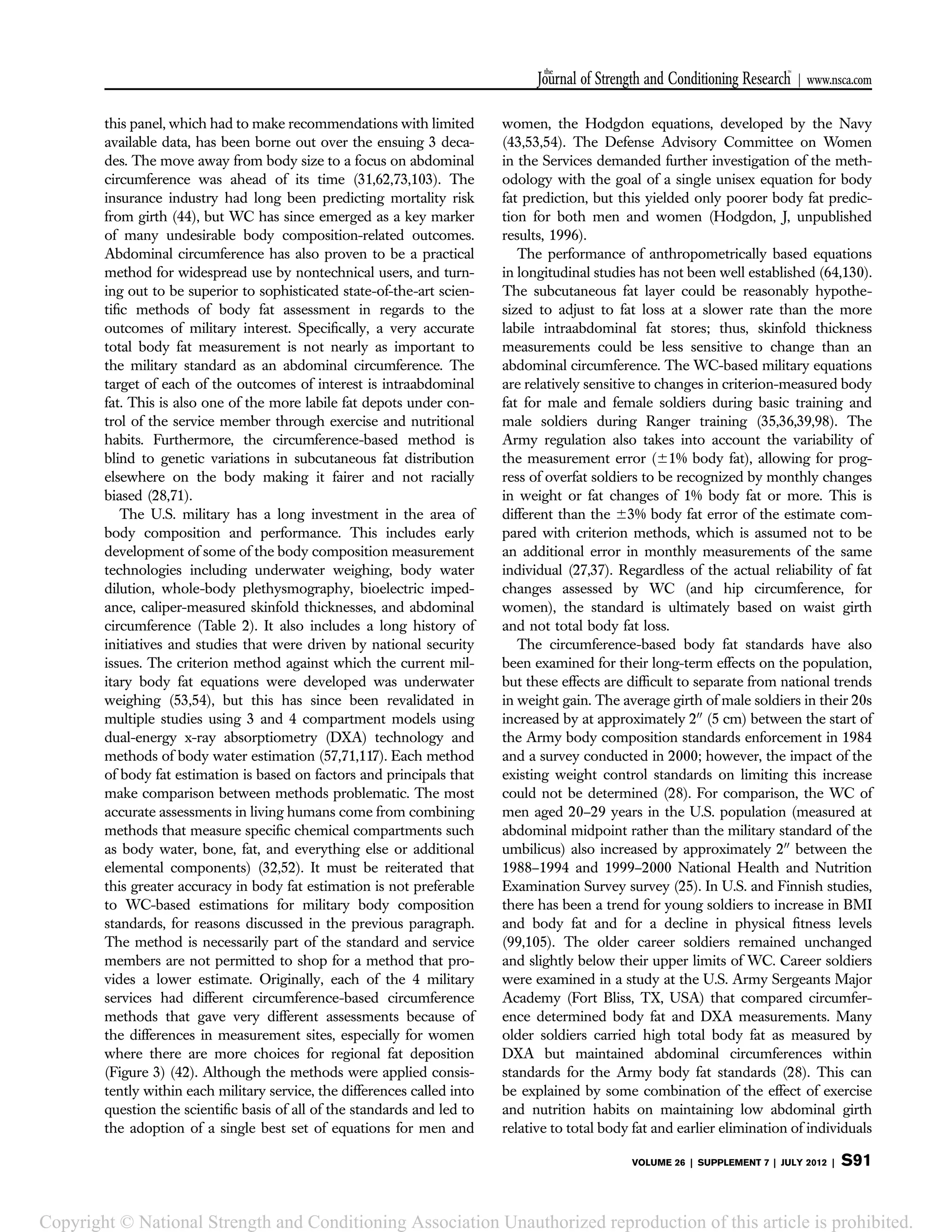 Body composition and Military Performance | PDF