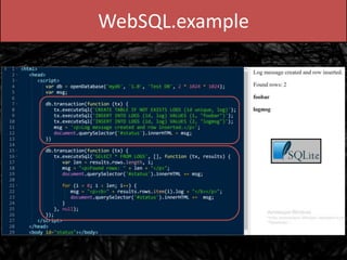 Modern database in browsers, Дмитро Тарасенко | PPT