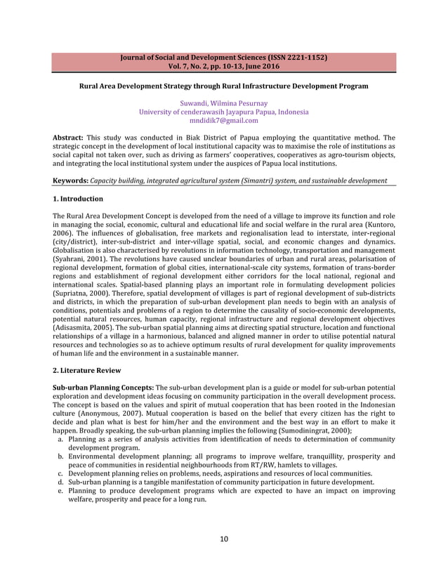 Rural Area Development Strategy through Rural Infrastructure ...