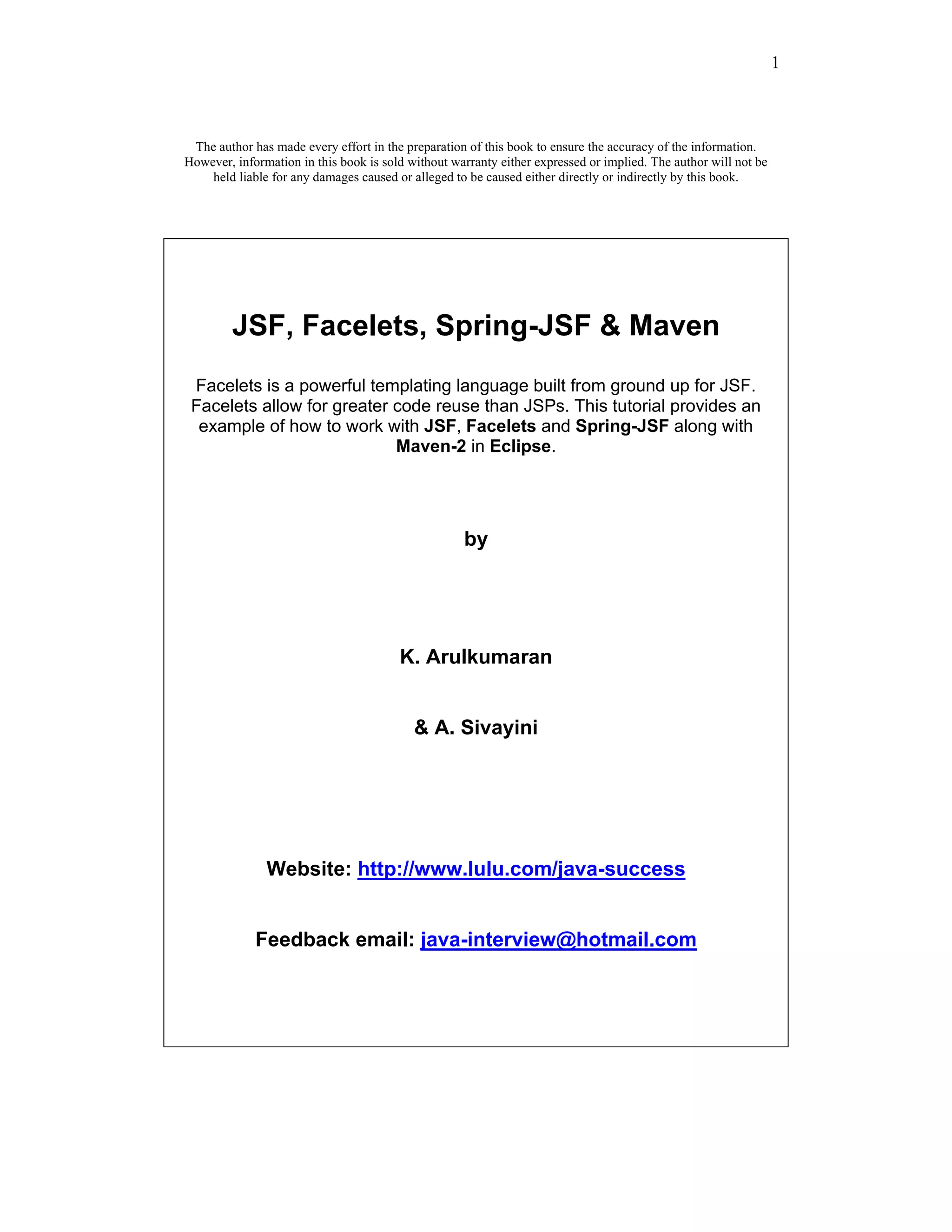 JSF, Facelets, Spring-JSF & Maven | PDF