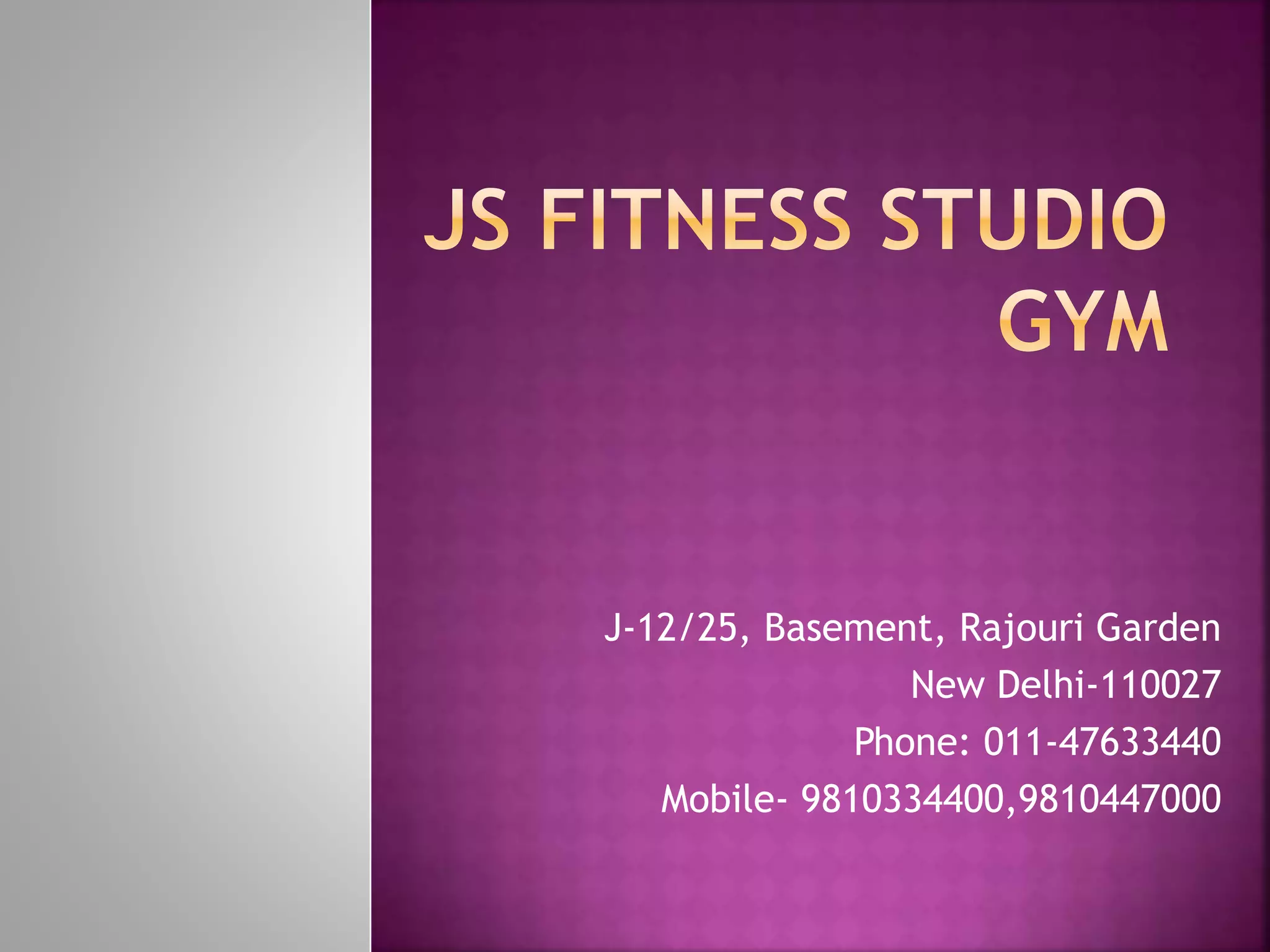Js fitness studio gym | PPT