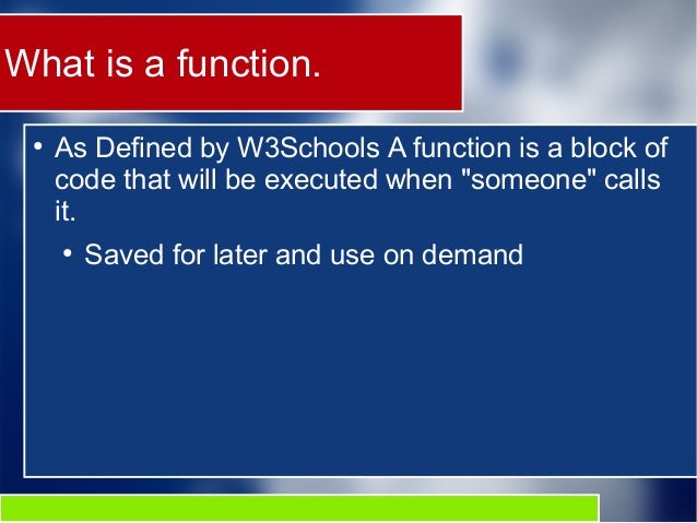JavaScript Introductin to Functions