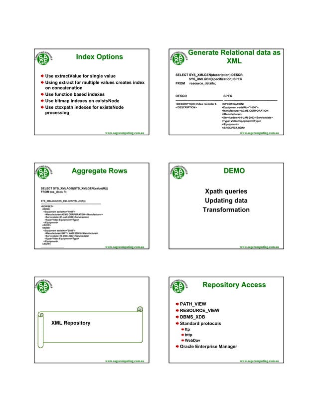 Oracle XML DB - What's in it for me? | PDF | Databases | Computer Software and Applications