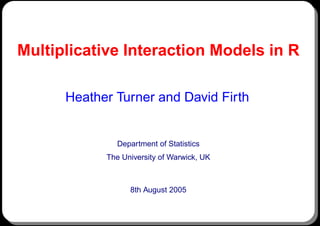 Multiplicative Interaction Models in R | PDF