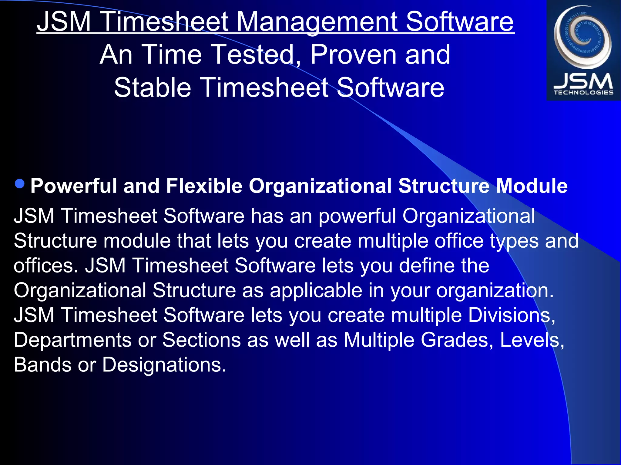 JSM Timesheet Management Software Presentation - Advanced Timesheet ...
