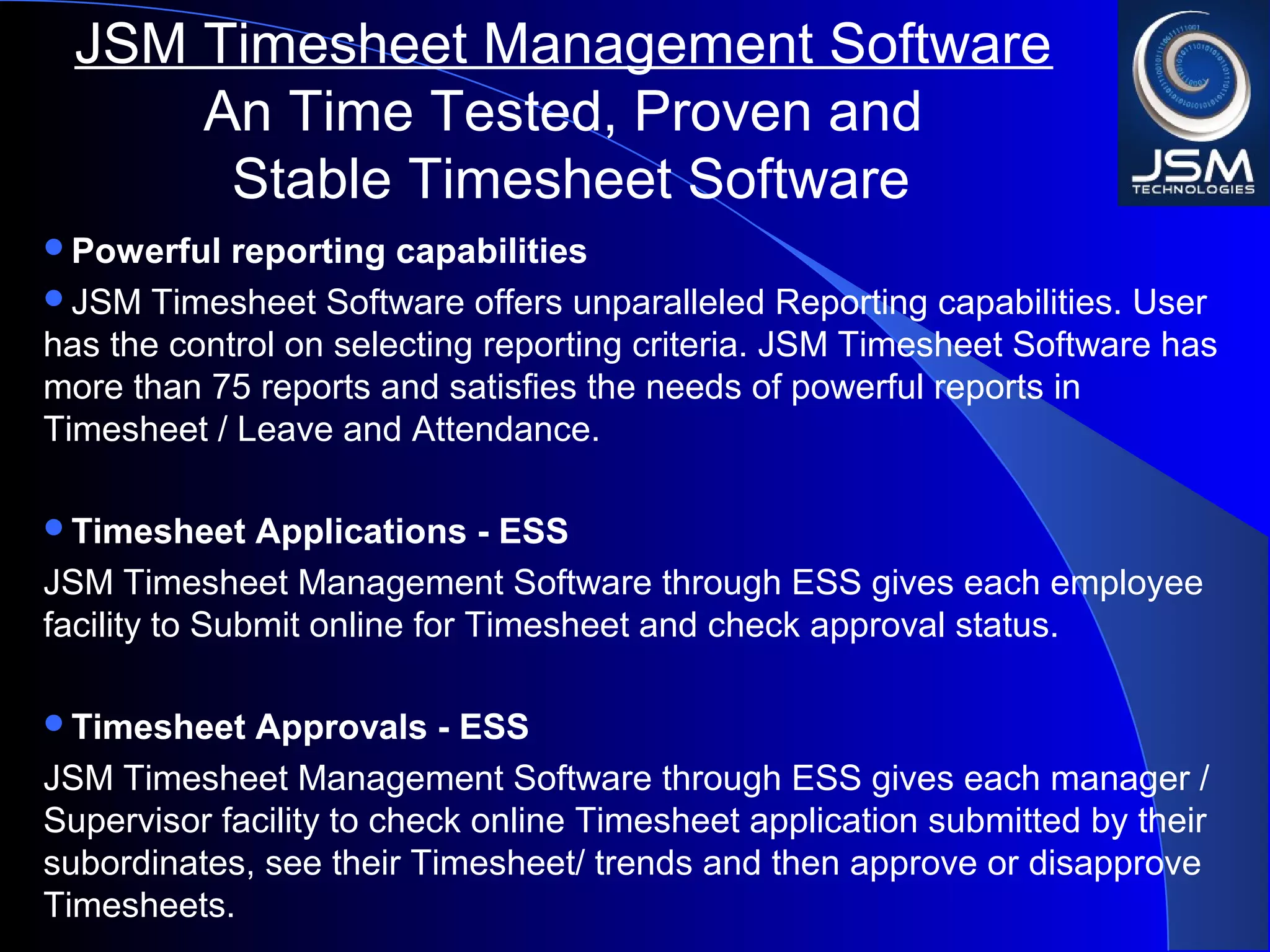 JSM Timesheet Management Software Presentation - Advanced Timesheet ...