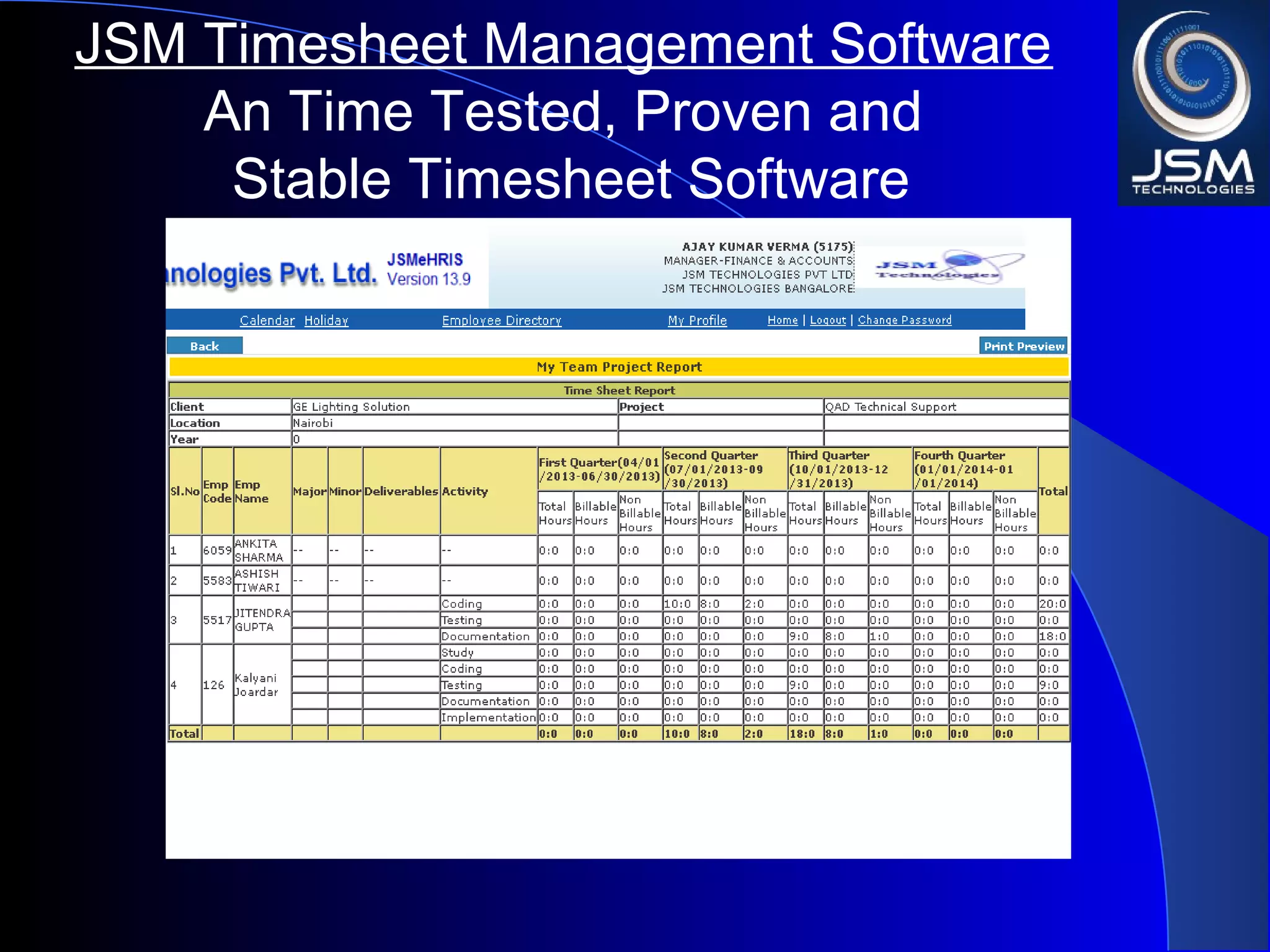 JSM Timesheet Management Software Presentation - Advanced Timesheet ...
